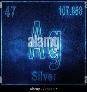 Silver Ag chemical element. Silver Sign with atomic number. Chemical 47 ...