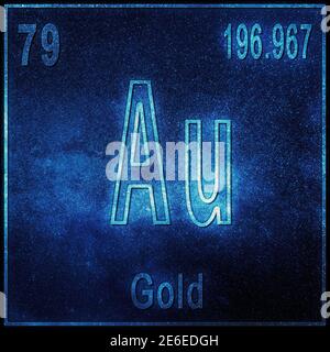 Gold Au chemical element. Gold Sign with atomic number. Chemical 79 ...
