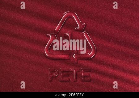 PETE, Plastic recycling symbol PET 1, colorful checkered background ...