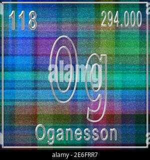 Oganesson chemical element, Sign with atomic number and atomic weight ...