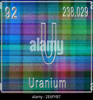 Uranium U chemical element. Uranium Sign with atomic number. Chemical ...