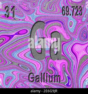 Gallium Ga chemical element. Gallium Sign with atomic number. Chemical ...