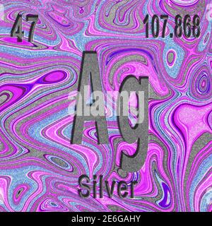 Silver Ag chemical element. Silver Sign with atomic number. Chemical 47 ...
