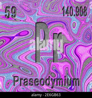 Praseodymium Pr chemical element. Praseodymium Sign with atomic number ...