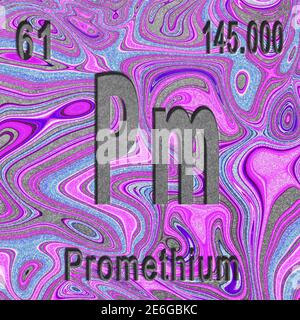 Promethium Pm chemical element. Promethium Sign with atomic number ...