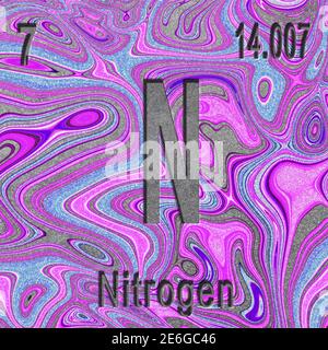 Nitrogen N chemical element. Nitrogen Sign with atomic number. Chemical ...