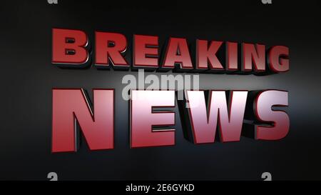 BREAKING NEWS - red lettering with shadow and light effects on stone ...