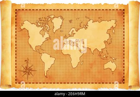 Old vintage world map vector illustration Stock Vector Image & Art - Alamy