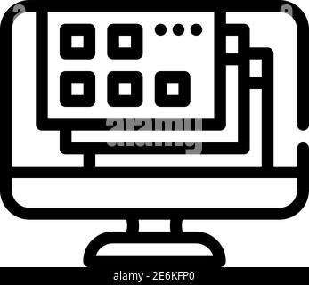 opened windows of operating system line icon vector illustration Stock ...