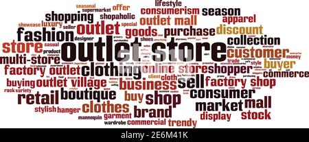 Outlet store word cloud concept. Collage made of words about outlet ...