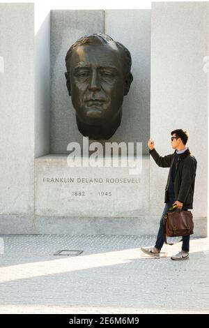 U.S. President Franklin D. Roosevelt leaves the First Methodist church ...