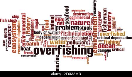 Overfishing word cloud concept. Collage made of words about overfishing ...