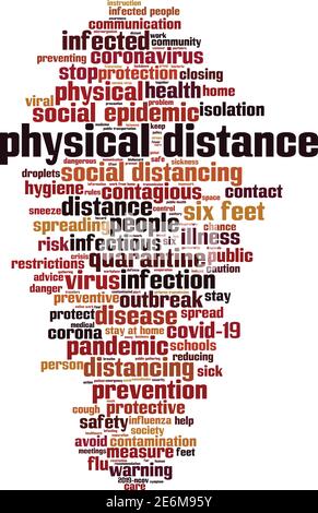 Physical distance word cloud concept. Collage made of words about ...