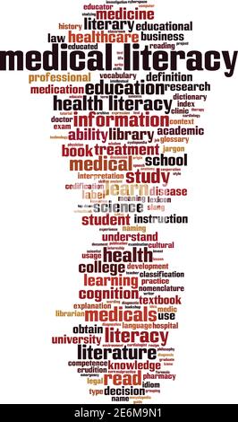 Medical literacy word cloud concept. Collage made of words about ...