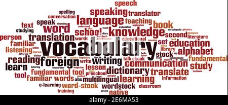 Vocabulary word cloud concept. Collage made of words about vocabulary ...