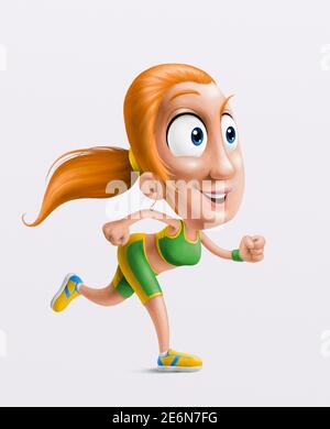 Illustration of a marathon runner full body front view isolated on ...