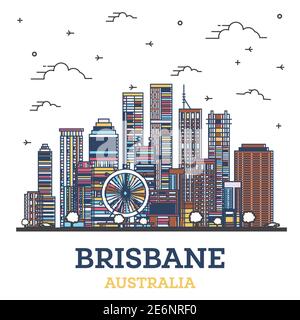 Australia, Brisbane tourism landmarks, vector city travel illustration ...