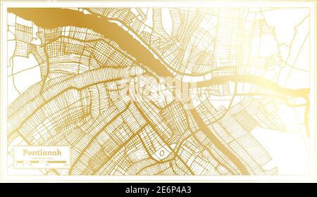Pontianak Indonesia City Map in Retro Style. Outline Map. Vector ...