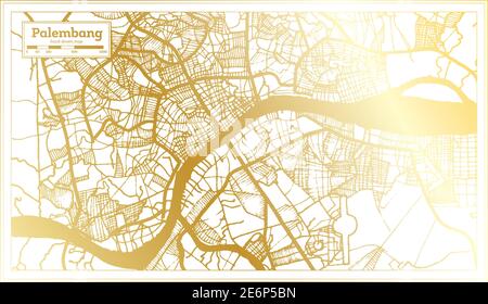 Palembang Indonesia City Map in Black and White Color. Outline Map ...