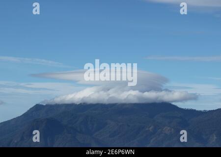 the phenomenon of reticular clouds over Mount Arjuno in the rainy ...