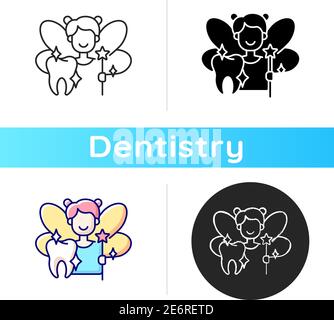 Pediatric dentistry chalk white icon on black background Stock Vector ...