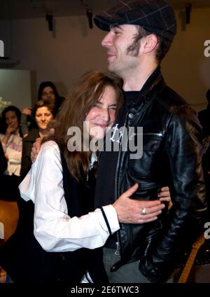 Patti Smith and her son Jackson during a visit of the exhibition called ...