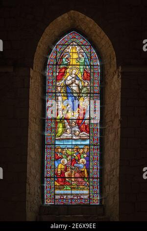 France, Dordogne, Black Perigord, Pauna, Town of Pauna (aerial view ...