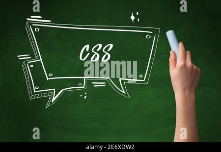 Hand drawing CSS abbreviation with white chalk on blackboard Stock ...