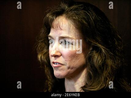 Air Force Capt. Colleen Shipman, right, moves through a crowd of ...