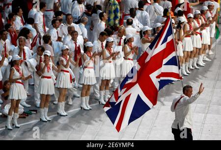 British Olympic Swimmer Mark Foster models the new Speedo swimsuit at a ...