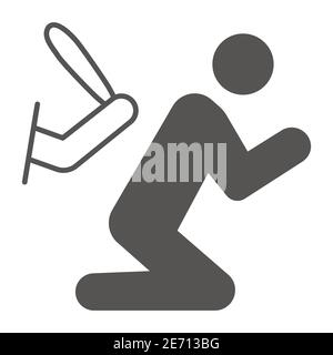 Physical bullying black glyph icon. Harassment, beat and violence. Sign ...