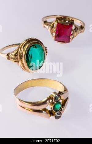 White gold red ruby ring isolated on black background Stock Photo - Alamy