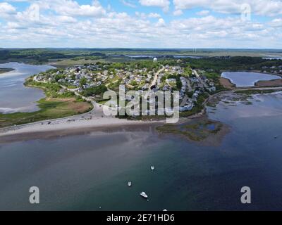 Historic village on Great Neck and Pavilion Beach aerial view at ...