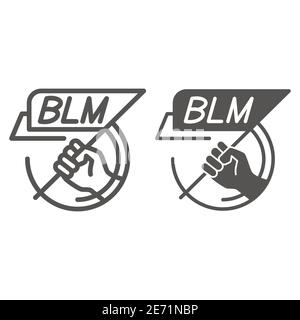 Hand holding BLM poster solid icon, Black lives matter concept, BLM ...