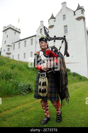 The Atholl Highlanders on parade at Blair Castle in Perthshire ...