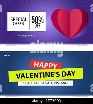 Set of Happy Valentine's Day vertical banners. Typography poster, card ...