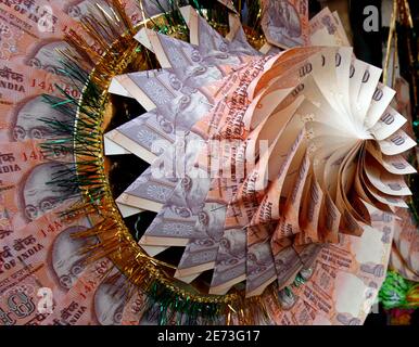 Garland of Indian currency Stock Photo - Alamy