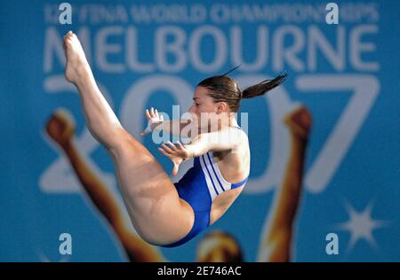 Greece's Eftychia Pappa competes during the women's 10 metre platform ...