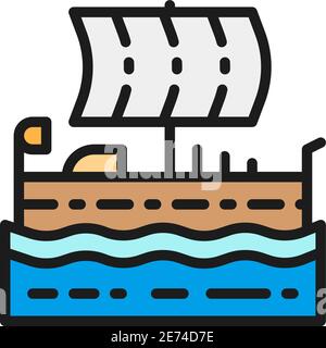 Sailing boat color icon. Felucca. Yacht. Isolated vector illustration ...