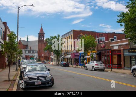 Historic buildings on Cabot Street in historic city center of Beverly ...