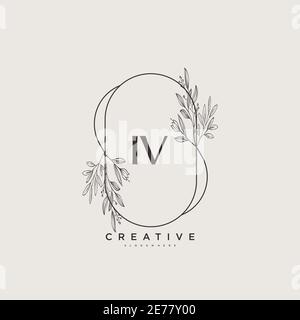 IV Beauty vector initial logo art, handwriting logo of initial ...