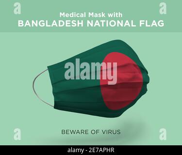 3D rendering of the national flag of Bangladesh waving in the wind ...