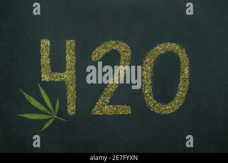 420, expression of cannabis culture slang on black background with copy ...