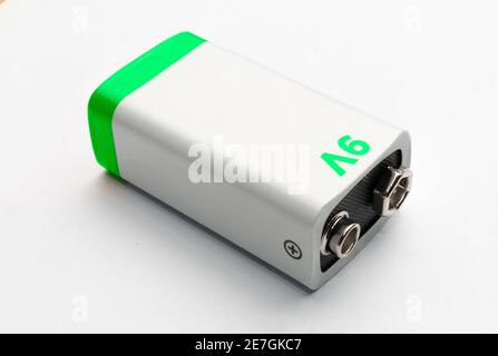 9v battery on white background Stock Photo - Alamy