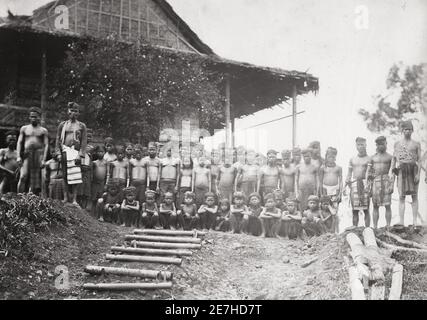 Vintage 19th century photograph: The Dayak or Dyak or Dayuh are one of ...
