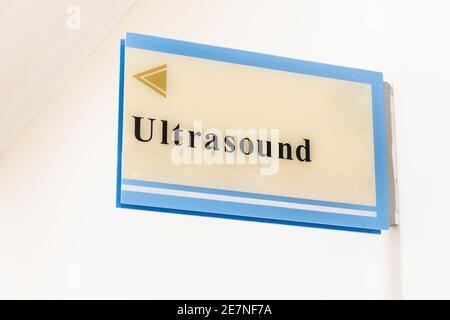 Ultrasound word signage direction at hospital for diagnostic Stock ...