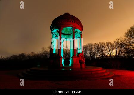 A domed roof folly at Roundhay Park in Leeds. A torch was used to ...