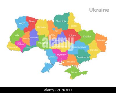 Ukraine map, administrative division, separate individual regions with ...