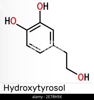 Hydroxytyrosol olive oil antioxidant molecule. Skeletal formula Stock ...