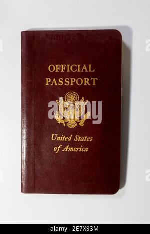 American passport, official travel document for USA isolated on white ...